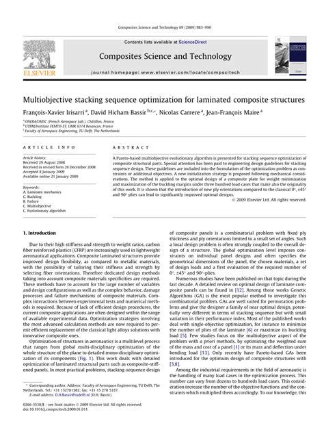 Pdf Multi Objective Optimization In Composites Materials