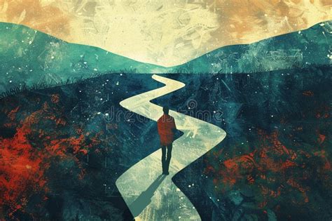 Man Walking On A Winding Path Stock Image Image Of Blue Alone 332308125