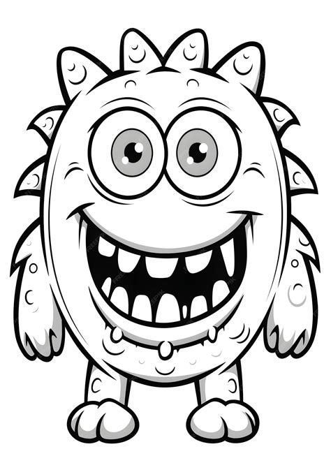 몬스터 컬러링 페이지 몬스터 캐릭터 라인 아트 컬러링페이지 괴물 아웃라인 드로잉 컬러링 피지 몬스터 콜러링 북 Ai 생성