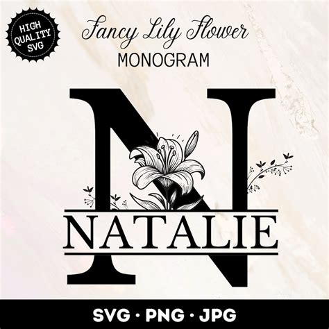Fancy Lily Floral Spilt Monogram Svg Files Spilt Alphabet Svg Wedding