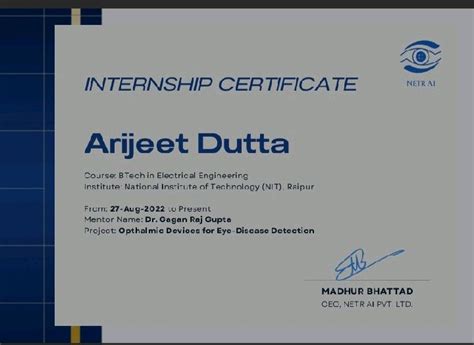 Arijeet Dutta On Linkedin Share Internship Ai