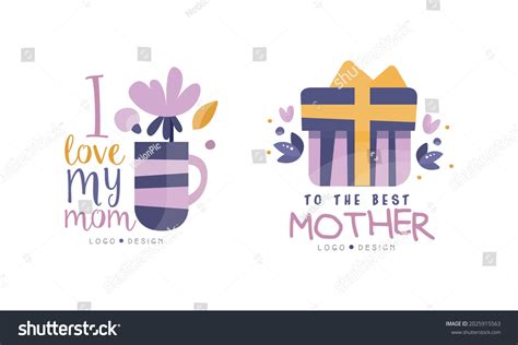 Love My Mom Logo Design Set Stock Vector Royalty Free 2025915563