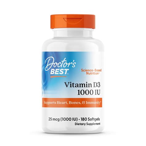 Doctor's Best Vitamin D3 1000 IU -- 25 mcg - 180 Softgels - Vitacost