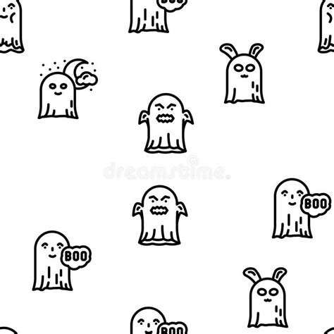 Ghost Halloween Scary Spooky Vector Seamless Pattern Stock Illustration Illustration Of White