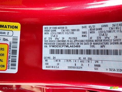 2021 Bronco Color Code D4 For Rapid Red Metallic Photo 143097265