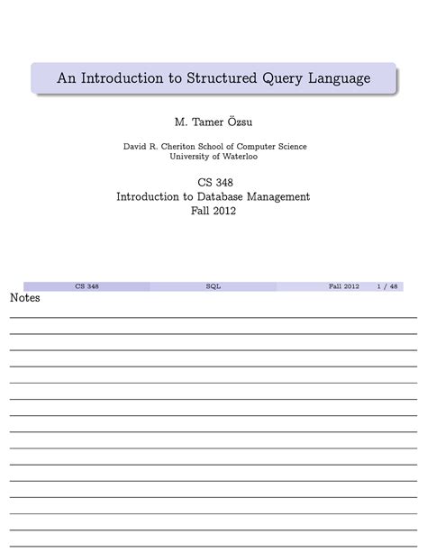 6 Sql Handout Notes Important An Introduction To Structured Query