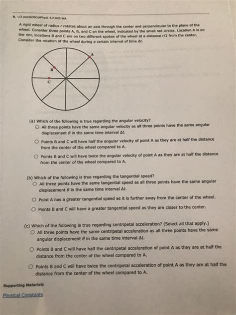 solved a rigid wheel of radius r rotates about an axis
