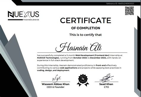 frontenddevelopment internship webdevelopment react hasnain ali