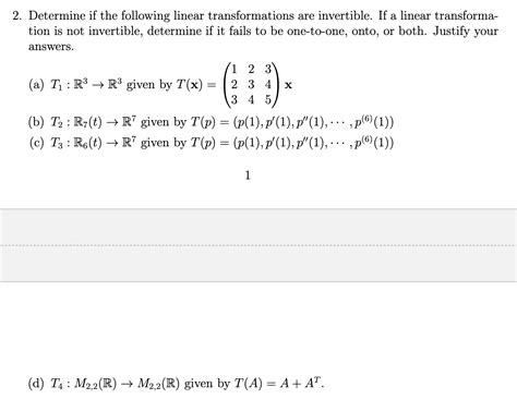 solved 2 determine if the following linear transformations