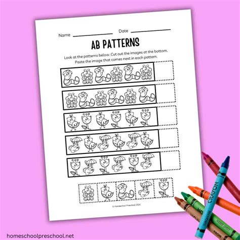 Spring Ab Pattern Worksheets For Preschoolers