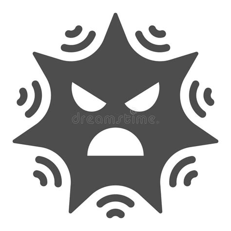 Angry Virus Emoticon Solid Icon Hacker Attacks Concept Vector Graphics Stock Vector