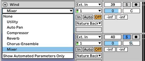 in automation is mixer some special case of effect r ableton