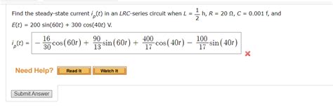 Solved Find The Steady State Current Ip T In An LRC Series Chegg