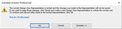 Solved The Current Design View Representation Is Locked Part File