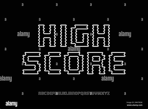 Modern Decorative Curvy Linear Alphabet Display Font Vector High Score Games Typeface Stock