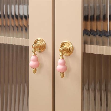 Unique Vintage Brass Ceramic Cute Knobs Drawer Knobs Kitchen Cabinet