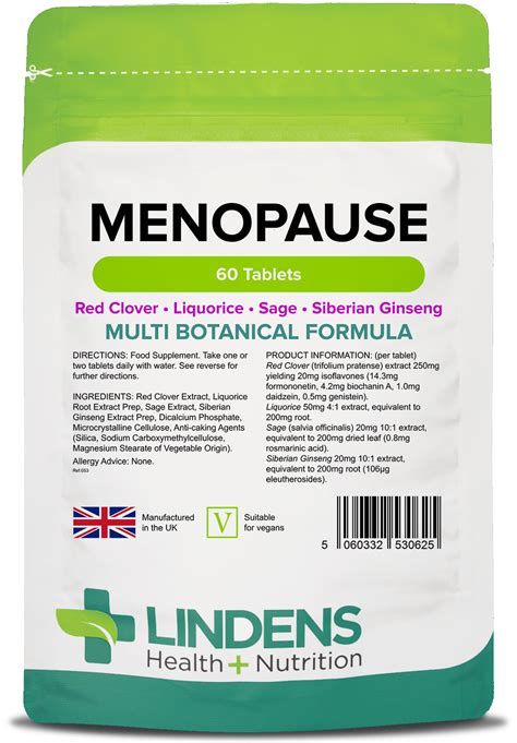 Menopause Formula Tablets Supplements Lindens Lindens Health