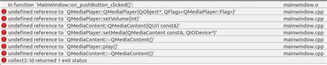 C Qmediaplayer Undefined Reference Linker Errors Stack Overflow