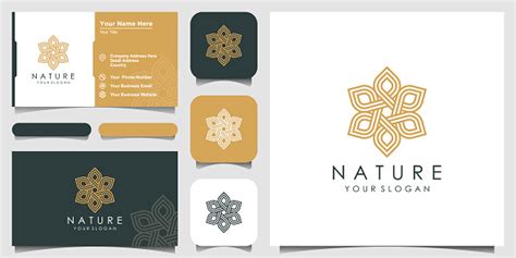 미니멀리스트 우아한 꽃 장미 로고 디자인 아름다움 화장품 요가 및 스파 로고 디자인 및 명함 건강한 생활방식에 대한 스톡 벡터