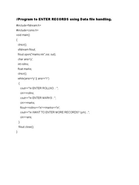 Program To Enter Records Using Data File Handling Pdf Software