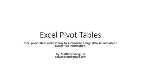 Pivot Table Presentation Ppt Pivot Table Presentation Ppt