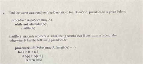Solved Big O Analysis Worst Case Time Complexity A Chegg
