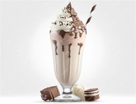 Premium Ai Image A Glass Of Milkshake With A Chocolate Covered