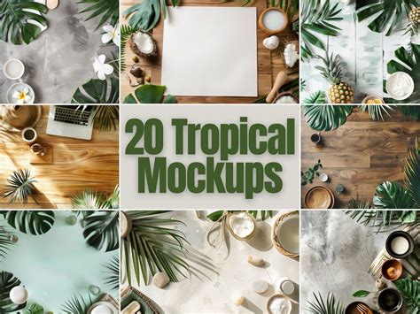 20 Tropical Flat Lay Mockup Bundle Digital Background Mock Up Product Backdrops Etsy