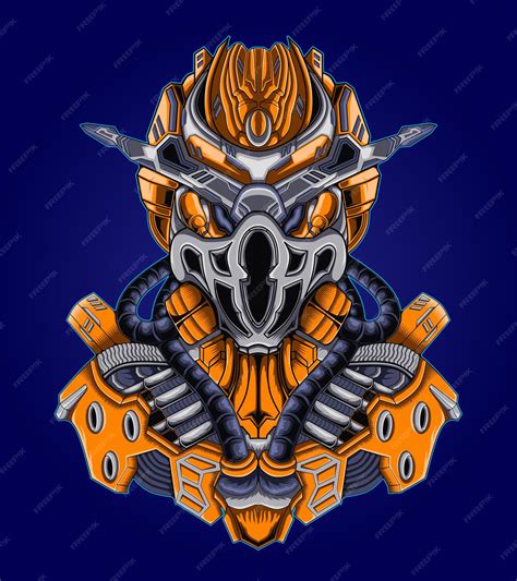 전사 로봇 사이보그 군인 벡터 일러스트 레이 션 프리미엄 벡터