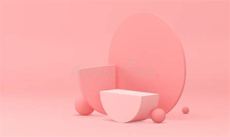 3d Podium Construction Geometric Circle Semicircle Shape Pink Basic Foundation Design Vector