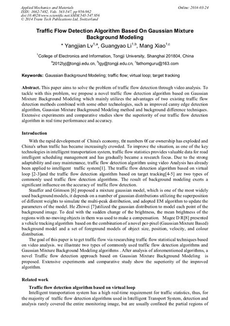 Traffic Flow Detection Algorithm Based On Gaussian Mixture Background