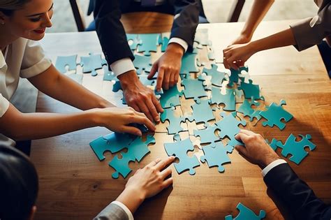 Premium Photo Teamwork Business Team Meeting Unity Jigsaw Puzzle Concept