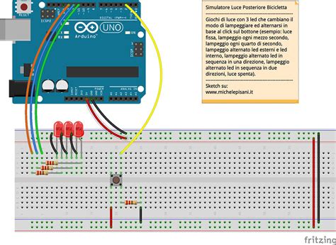 arduino simulatore luce posteriore a led di una bicicletta michele