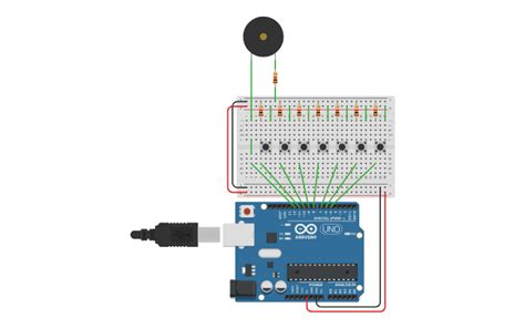 Circuit Design Teclado Musical Arduíno Lcf Tinkercad