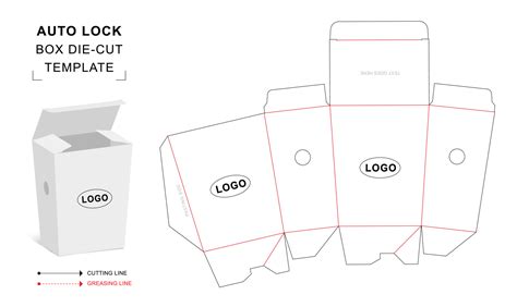 Auto Lock Box Die Cut Template 14847100 Vector Art At Vecteezy