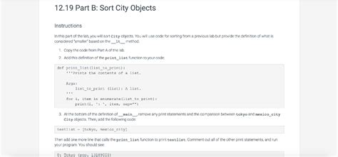 12 19 part b sort city objects instructions in this