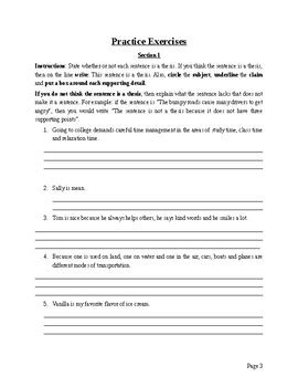 Thesis Statements Notes And Practice Exercise By Language Is Lit