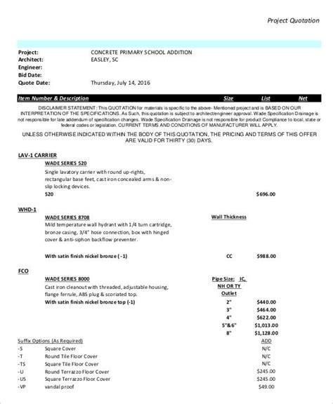 8 project quotation templates word pdf