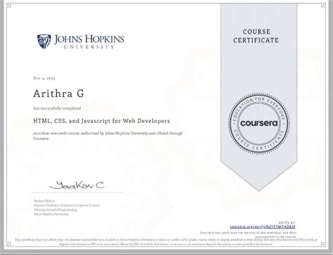 Webdevelopment Johnshopkins Courseracertification Coursera Arithra Gugan
