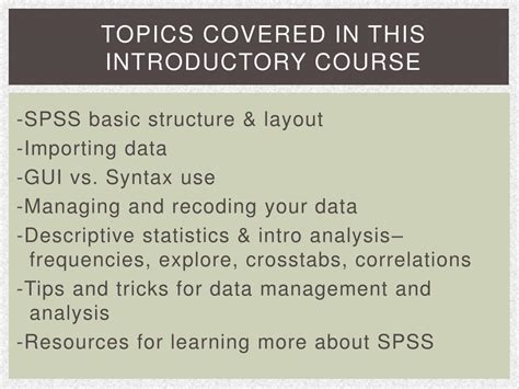 Ppt Introduction To Spss And Tips And Tricks Powerpoint Presentation Id 5766732
