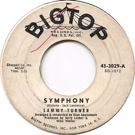 Sammy Turner Always Symphony Bigtop Usa 45 3029 7 Single