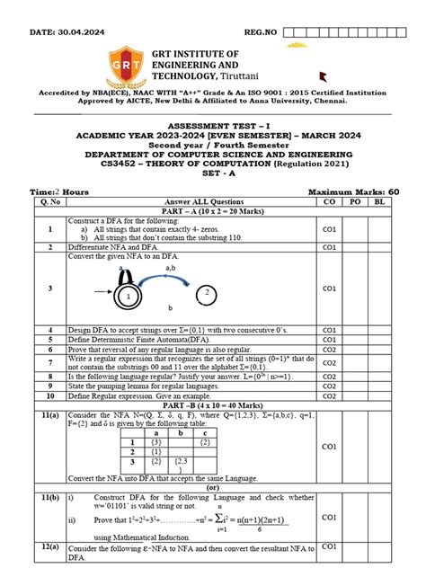 Qp At1 24 Set A Pdf Regular Expression Applied Mathematics