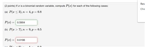 Solved 2 Points If X Is A Binomial Random Variable