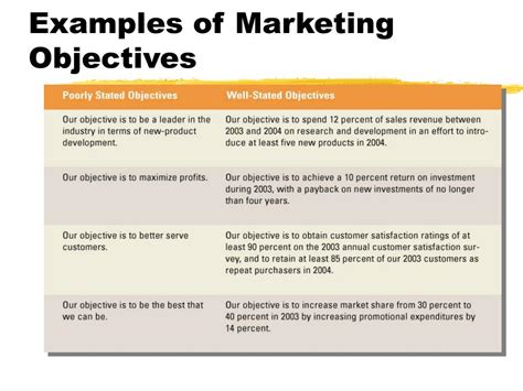 Brief Marketing Objectives Examples At William Grandison Blog