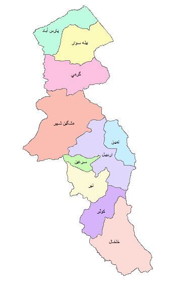 نقشه Gis استان اردبیل