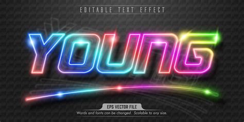 Premium Vector | Color neon style editable text effect