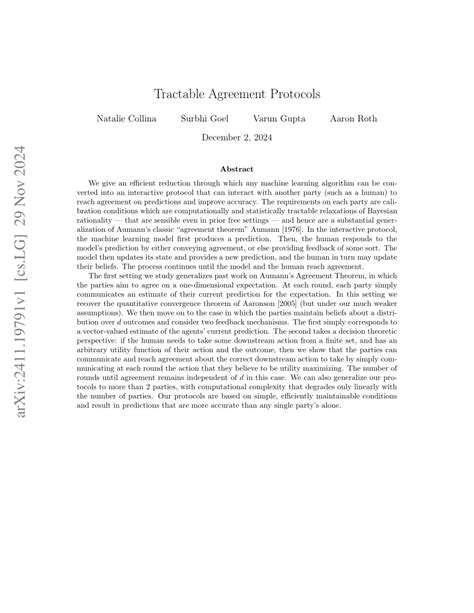 Pdf Tractable Agreement Protocols