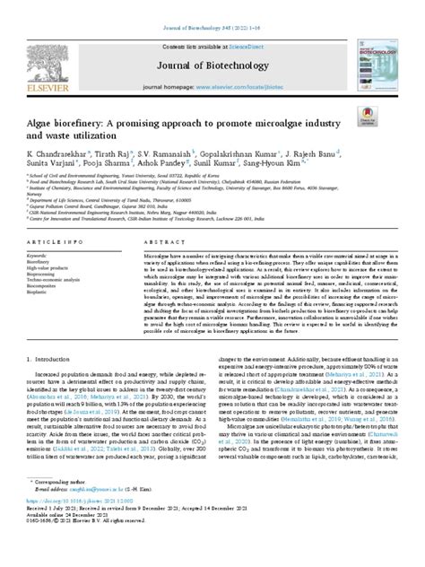 Algae Biorefinery A Promising Approach To Promote Microalgae Industry
