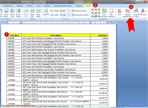 Information Technology แค่ 3 คลิกใส่หัวตารางได้ทุกหน้าใน Ms Word