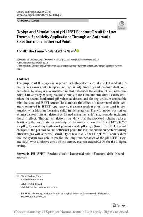 Design And Simulation Of Ph Isfet Readout Circuit For Low Thermal